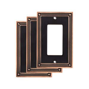 franklin brass classic beaded (3-pack) decorative light switch cover bronze w/copper highlights lights 1-gang decorator/rocker wall plate single switch plate cover electric outlet covers w35060m-vbc-c