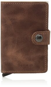 secrid men mini wallet genuine leather vintage rfid safe card case for max 12 cards 16mm slim light brown