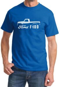 1961-66 ford f100 pickup truck classic outline design tshirt royal blue (xl)