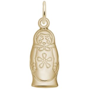 matryoshka doll flat back charm in 14k yellow gold, charms for bracelets and necklaces