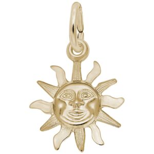 10k yellow gold sunburst charm, charms for bracelets and necklaces