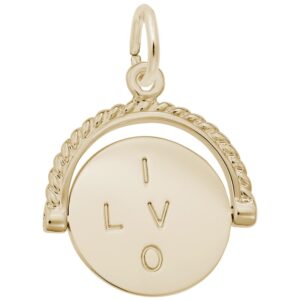 10k yellow gold i love you spinner charm, charms for bracelets and necklaces