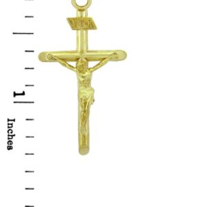 Solid 14k Yellow Gold Cross Charm INRI Crucifix Pendant