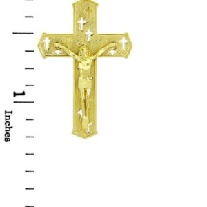 14K Yellow Gold Cut Out Cross Crucifix Pendant