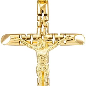 14K Yellow Gold Artistic Pierced Crucifix Cross Pendant Charm