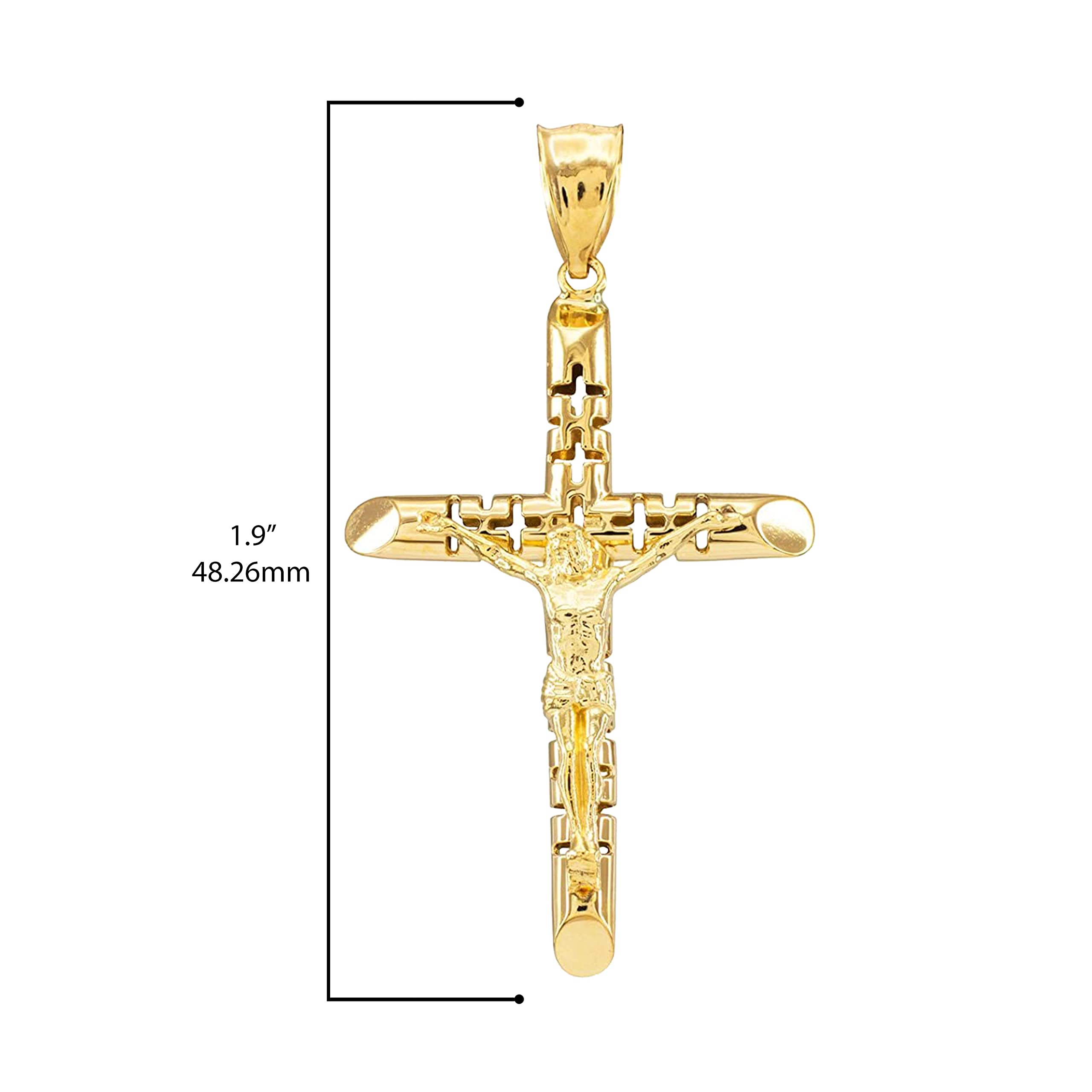 14K Yellow Gold Artistic Pierced Crucifix Cross Pendant Charm