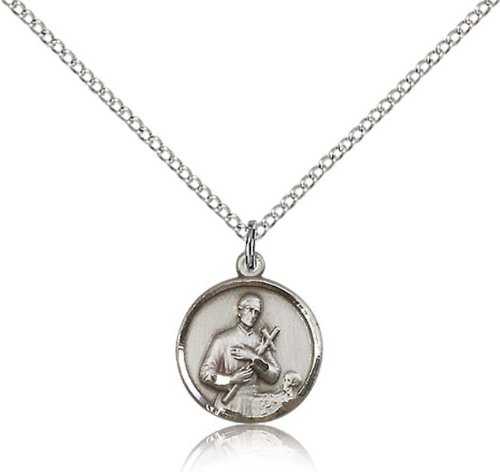 Sterling Silver Saint Gerard Pendant Medal, 5/8 Inch