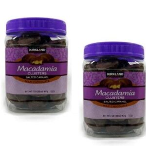 Kirkland Signature Macadamia Clusters Salted Caramel Milk Chocolate JAR - 2 Pack of 2 Lb (32 Oz) Each JAR