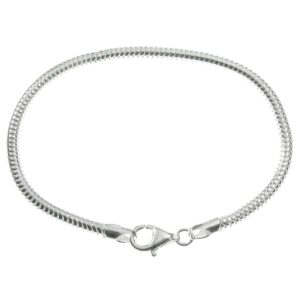 dreambell .925 sterling silver 3mm snake bracelet for european story bead charm 9 inches with 11mm pear trigger lobster clasp