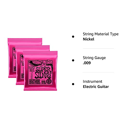 Ernie Ball 2223 Nickel Super Slinky Pink Electric Guitar Strings 3 Pack