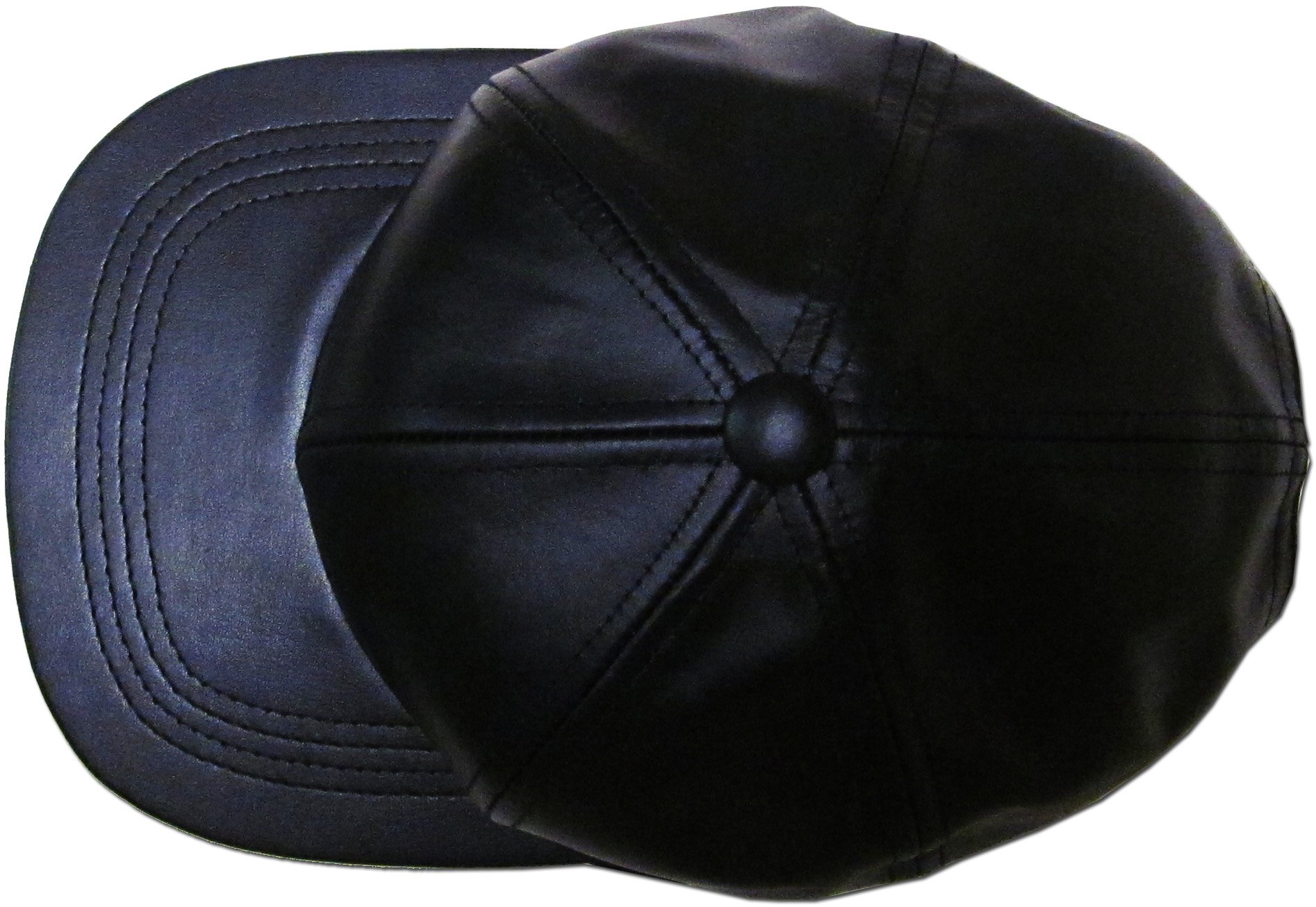 KBETHOS Leather-BBCAP BLK Genuine Leather Flat Bill Baseball Hat Cap - Made in USA