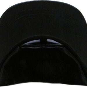 KBETHOS Leather-BBCAP BLK Genuine Leather Flat Bill Baseball Hat Cap - Made in USA