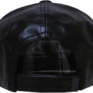 KBETHOS Leather-BBCAP BLK Genuine Leather Flat Bill Baseball Hat Cap - Made in USA