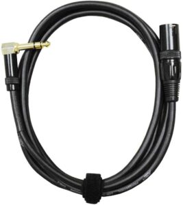 audio2000's e14106 1/4" trs right angle to xlr male 6ft audio cable, 22 awg copper shield balanced cable, flexible soft rubber jacket, made ofggold-plated brass