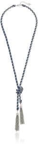 guess "basic" silver and denim woven tassel y-shaped necklace, 30" + 2" extender