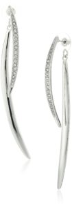 guess "basic" silver curved stick front to back linear drop earrings