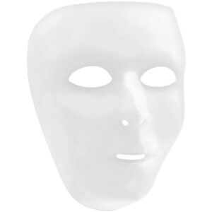 dazzling white full face plastic mask (6.25" x 7.75") - 1 pc - perfect for diy projects & themed parties