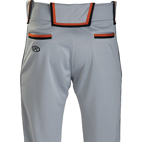 Rawlings Boy's Sporting Goods Boys Youth Semi-Relaxed Pant with Braid, Grey/Black/Burnt Orange, x Large