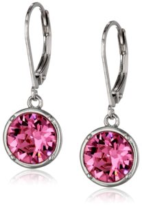 amazon collection sterling silver rose pink round leverback dangle earrings