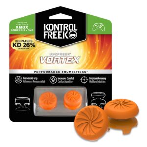 kontrolfreek fps freek vortex for xbox one and xbox series x controller | performance thumbsticks | 1 high-rise convex, 1 mid-rise concave | orange