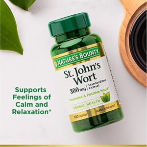 Nature's Bounty St. John’s Wort 300mg Capsules, Herbal Health Supplement, Promotes a Positive Mood, 100 Capsules