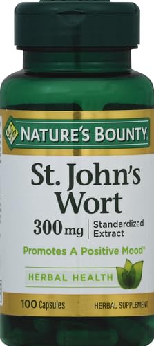 Nature's Bounty St. John’s Wort 300mg Capsules, Herbal Health Supplement, Promotes a Positive Mood, 100 Capsules