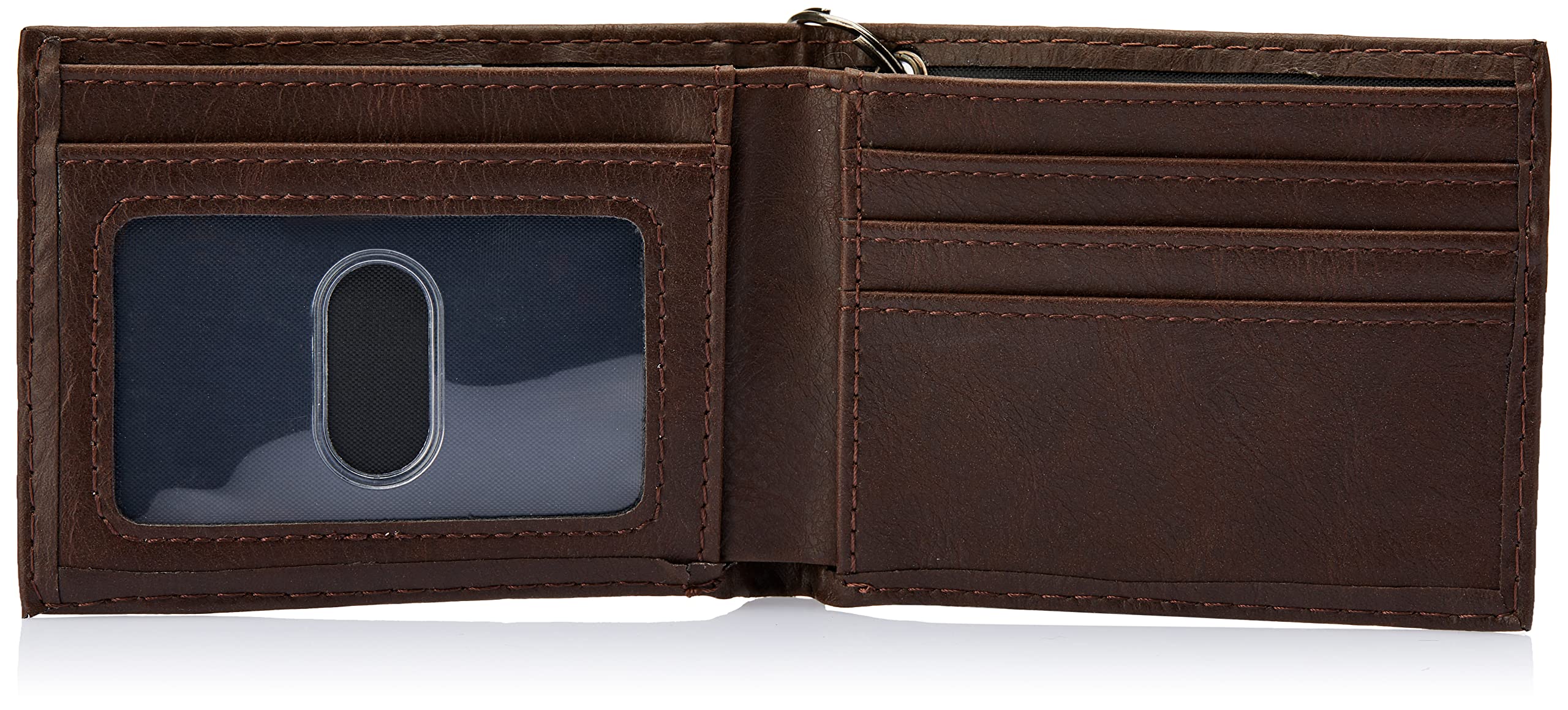 Dickies Men's Bifold Chain Wallet-High Security with ID Window and Credit Card Pockets, Rich Brown, One Size