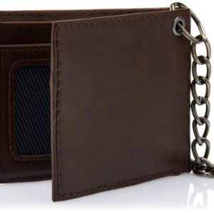 Dickies Men's Bifold Chain Wallet-High Security with ID Window and Credit Card Pockets, Rich Brown, One Size