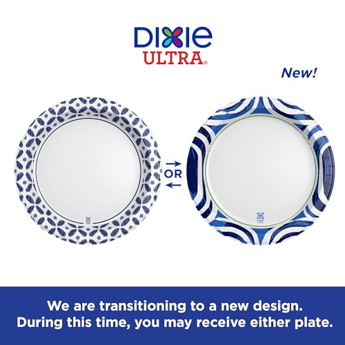 Dixie Ultra, Large Paper Plates, 10 Inch, 44 Count, 3X Stronger*, Heavy Duty, Microwave-Safe, Soak-Proof, Cut Resistant, Disposable Plates For Heavy, Messy Meals