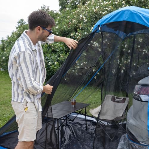 aomxay SUV Tent for Camping and Hiking, Lightweight with Rainfly and Tent Stakes, 6' x 6.5' Universal Tailgate Tent for Cars, SUVs, Trucks, Hatchbacks