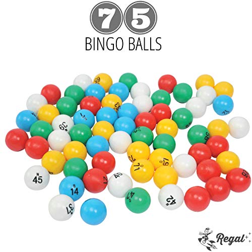 Regal Bingo Family Bingo Game Set for Adults and Kids - includes 8 Inch Bingo Wheel Cage, 75 Balls, Master Board, 4 Shutter Slide Bingo Cards - Fun Family Bingo Night