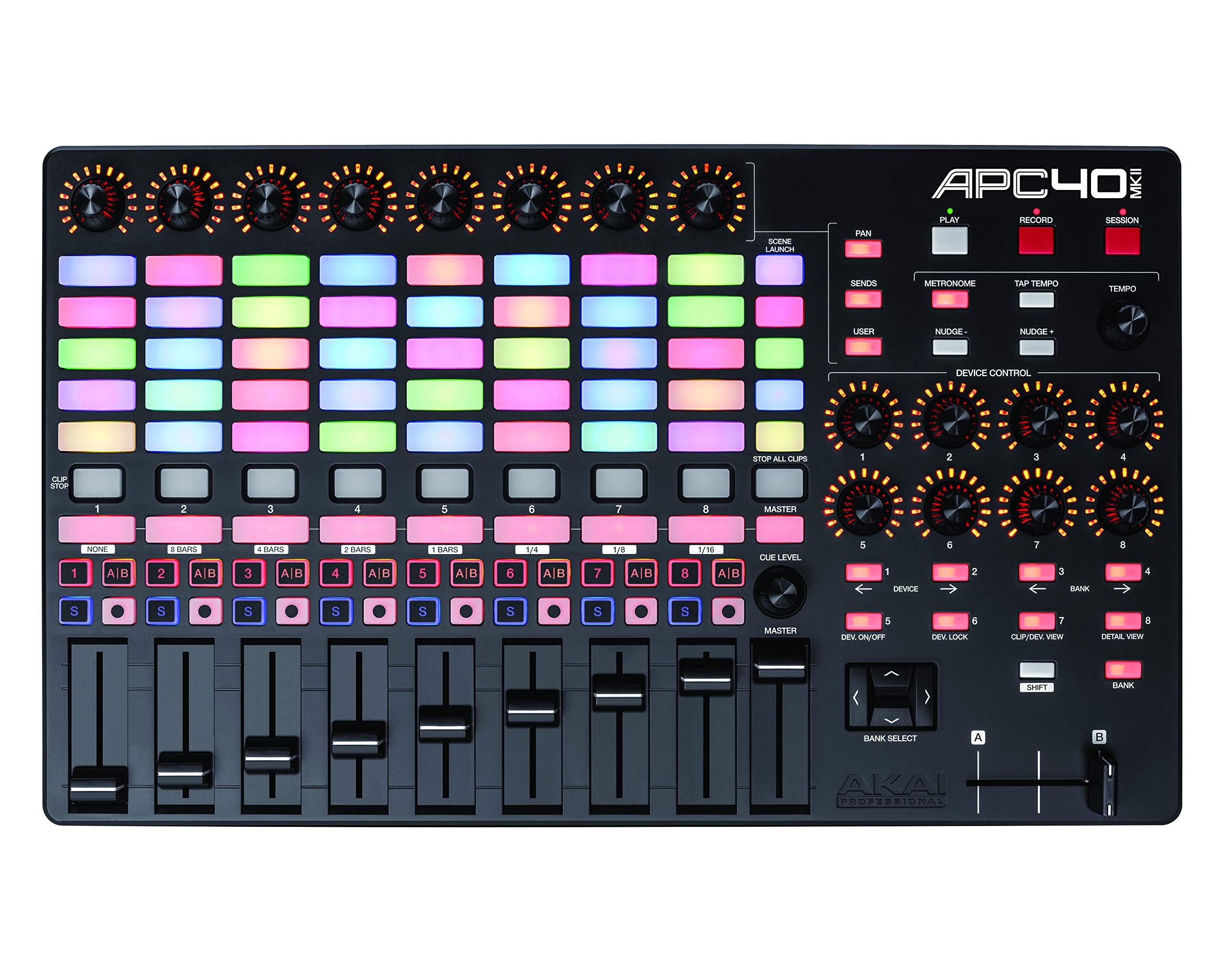 AKAI Professional APC40MKII - USB MIDI Controller for Mac / PC with Clip Launch Matrix, Knobs & Faders, and Pro Software Suite Included