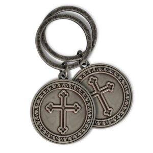 dicksons man of god philippians 4:13 cross, zinc alloy metal, christian inspirational, split key ring, for bible bag, backpack, purse, duffle, lanyard or wallet, keychain, single