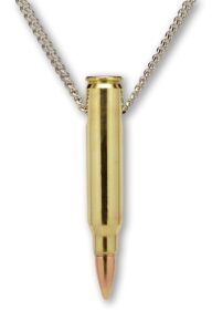 remington 223 bullet necklace hand polished brass and copper finish