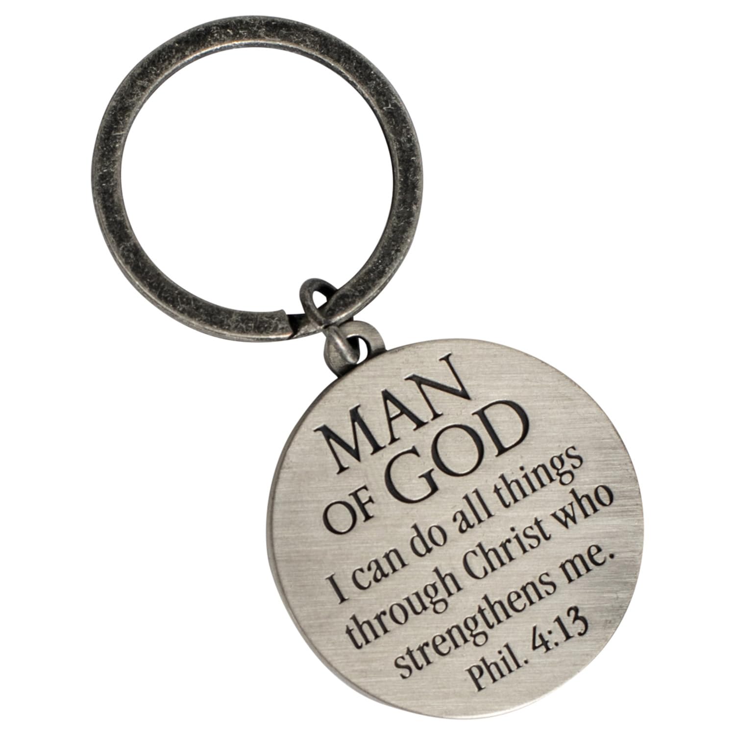 Dicksons Man of God Philippians 4:13 Cross, Zinc Alloy Metal, Christian Inspirational, Split Key Ring, for Bible Bag, Backpack, Purse, Duffle, Lanyard or Wallet, Keychain, Single