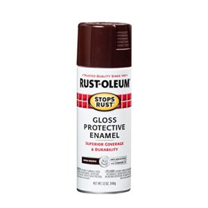 rust-oleum 267112 stops rust spray paint, 12 oz, gloss kona brown