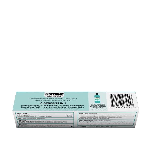 Listerine Essential Care Fluoride Toothpaste Gel-Mint, 4.2 Ounce (Pack of 2)