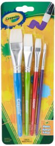 crayola large paint brushes (4ct), kids paint brush set, thin & thick paint brushes, for acrylic, tempera, water based paint, ages 3+