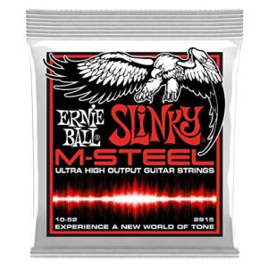 ernie ball skinny top heavy bottom slinky m-steel electric guitar strings, 10-52 gauge (p02915)