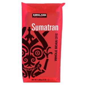 kirkland signature sumatran whole bean coffee, 3 pound bag (2 pack)