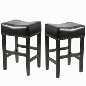 christopher knight home lisette backless leather barstools, 2-pcs set, black