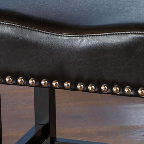 Christopher Knight Home Lisette Backless Leather Barstools, 2-Pcs Set, Black