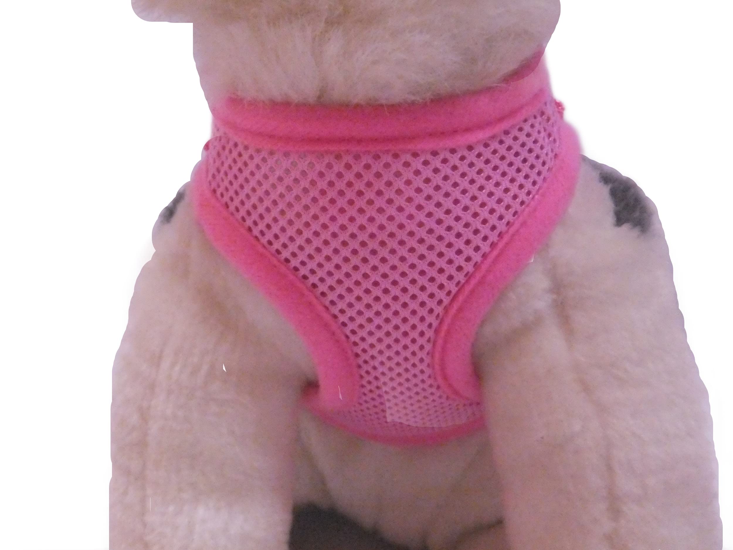 Snazzi Pet Soft Mesh Comfy Step in Dog Vest Harness Tiny XS Small Med Dogs 2-16 lbs Teacup Mini Toy Puppy (Baby Pink, SM 12.5"-13.5" 5-6.5 lbs)