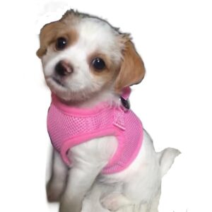 Snazzi Pet Soft Mesh Comfy Step in Dog Vest Harness Tiny XS Small Med Dogs 2-16 lbs Teacup Mini Toy Puppy (Baby Pink, SM 12.5"-13.5" 5-6.5 lbs)