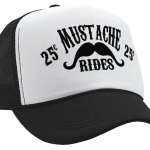 Mustache Rides - Funny Joke Party Gag Mesh Trucker Cap Hat, Black