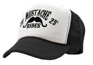 mustache rides - funny joke party gag mesh trucker cap hat, black