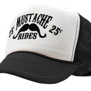 Mustache Rides - Funny Joke Party Gag Mesh Trucker Cap Hat, Black