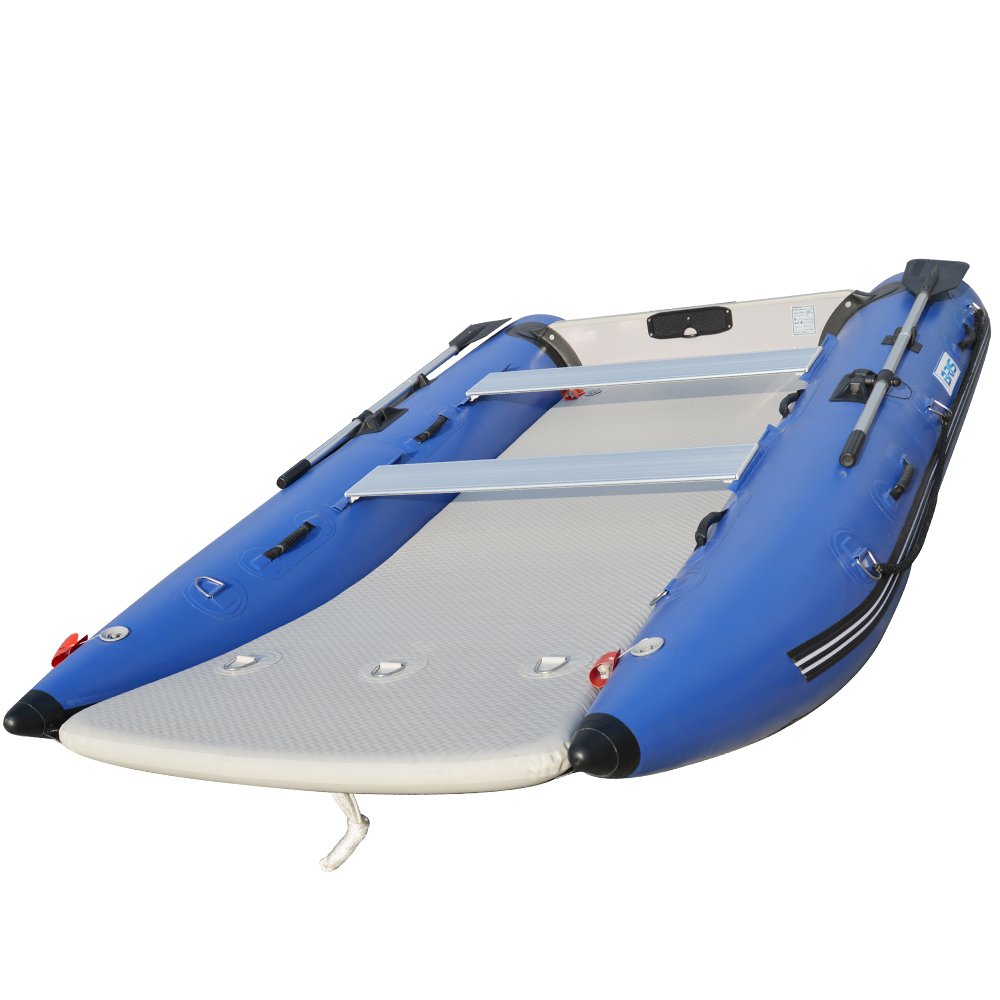 BRIS 11 ft Inflatable Catamaran Inflatable Boat Inflatable Dinghy Mini Cat Boat Blue