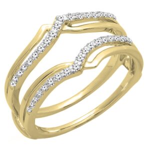 dazzlingrock collection 0.25 carat (cttw) 14k diamond women wedding enhancer ring guard ring 1/4 ct, yellow gold, size 6.5