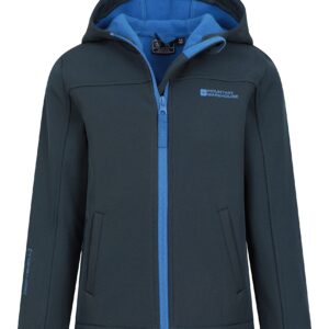 Mountain Warehouse Exodus Kids Softshell Jacket with Hood - Girls Boys Coat Navy 9-10 Years